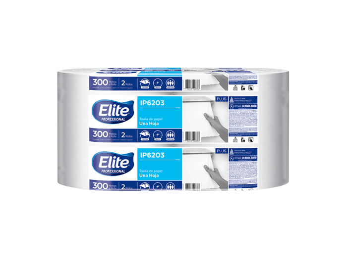 Toalla de papel en rollo hoja simple Elite Professional 2 rollos de 300m